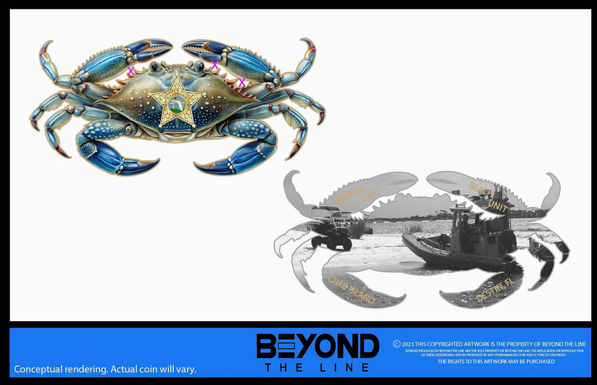 Okaloosa County Crab Island - Crab Challenge Coin – Beyond The Line